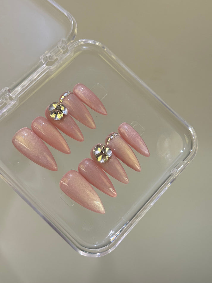 N69 Pink Diamonds Nails Set – Honey Nails Lab