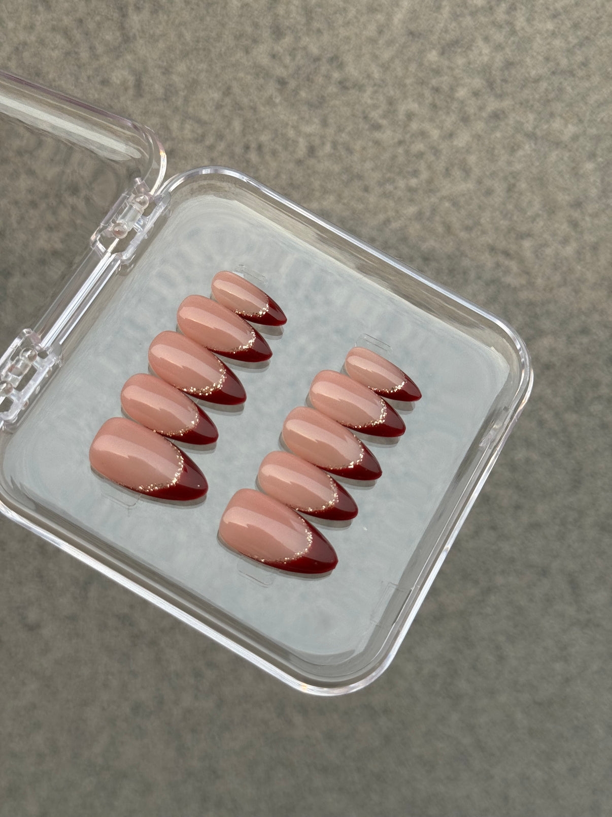 N111Red French Nails Set – Honey Nails Lab